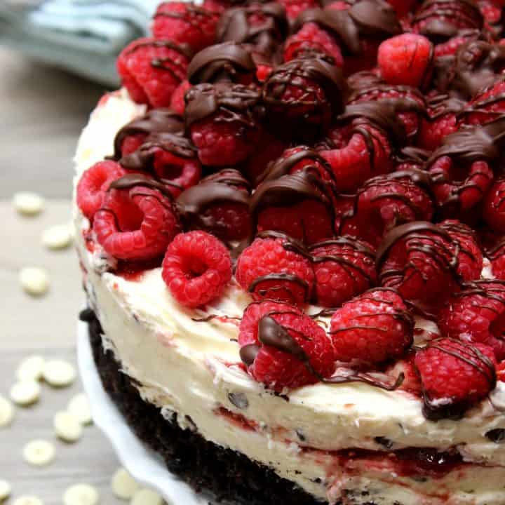 White Chocolate Raspberry Truffle No Bake Cheesecake