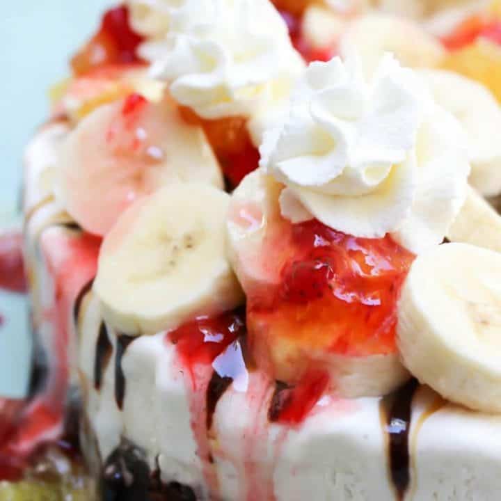Banana Split Ice Cream Cake - A Dash of Sanity