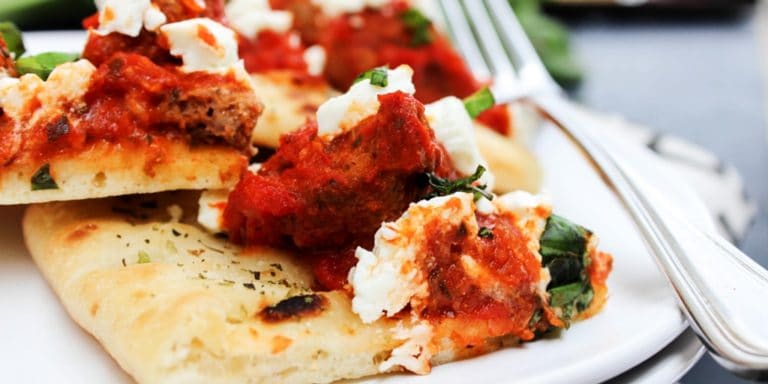 Italian Meatball & Goat Cheese Flatbread - Dash of Sanity
