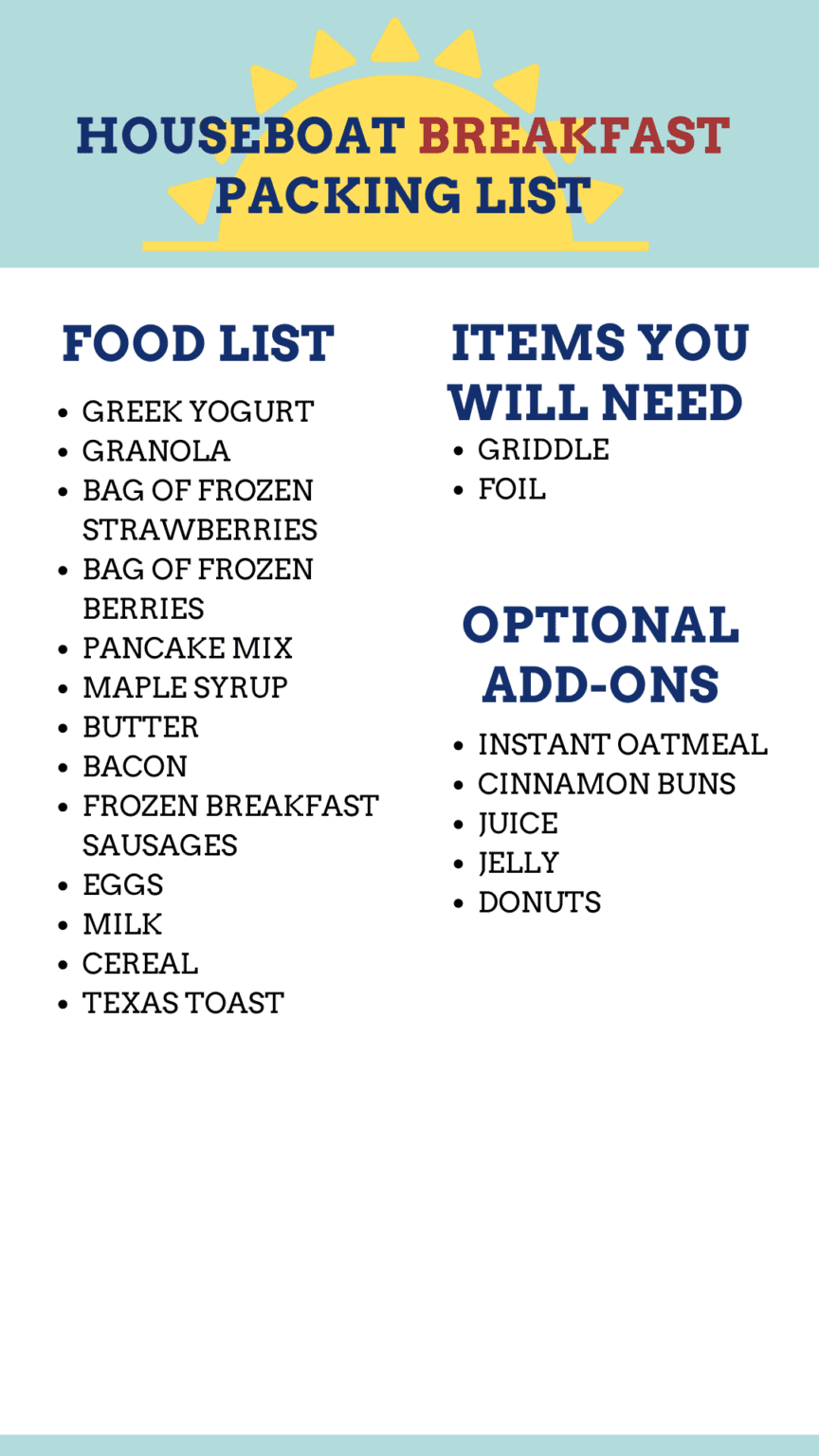 Meal Plan for Houseboat Vacation - Dash of Sanity