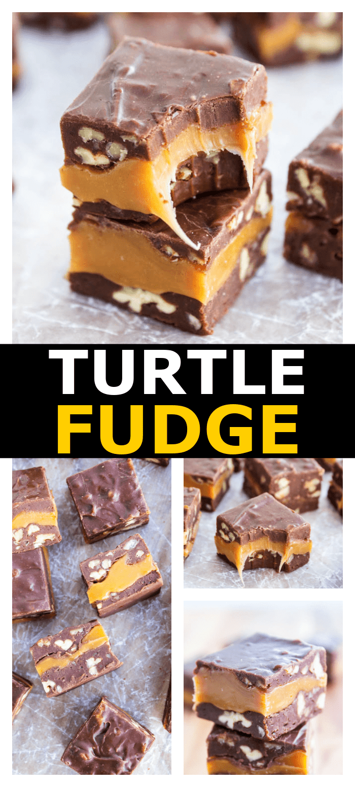 Turtle Fudge recipe Pinterst collage - Dash of Sanity